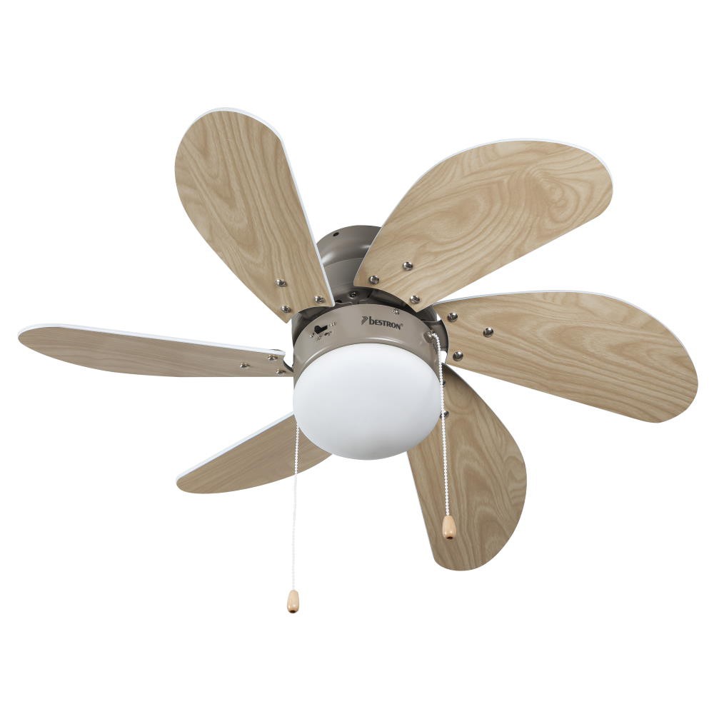 BESTRON DC30T CEILING FAN WITH LIGHTING 75 CM WHITE / WOOD 50 WATT