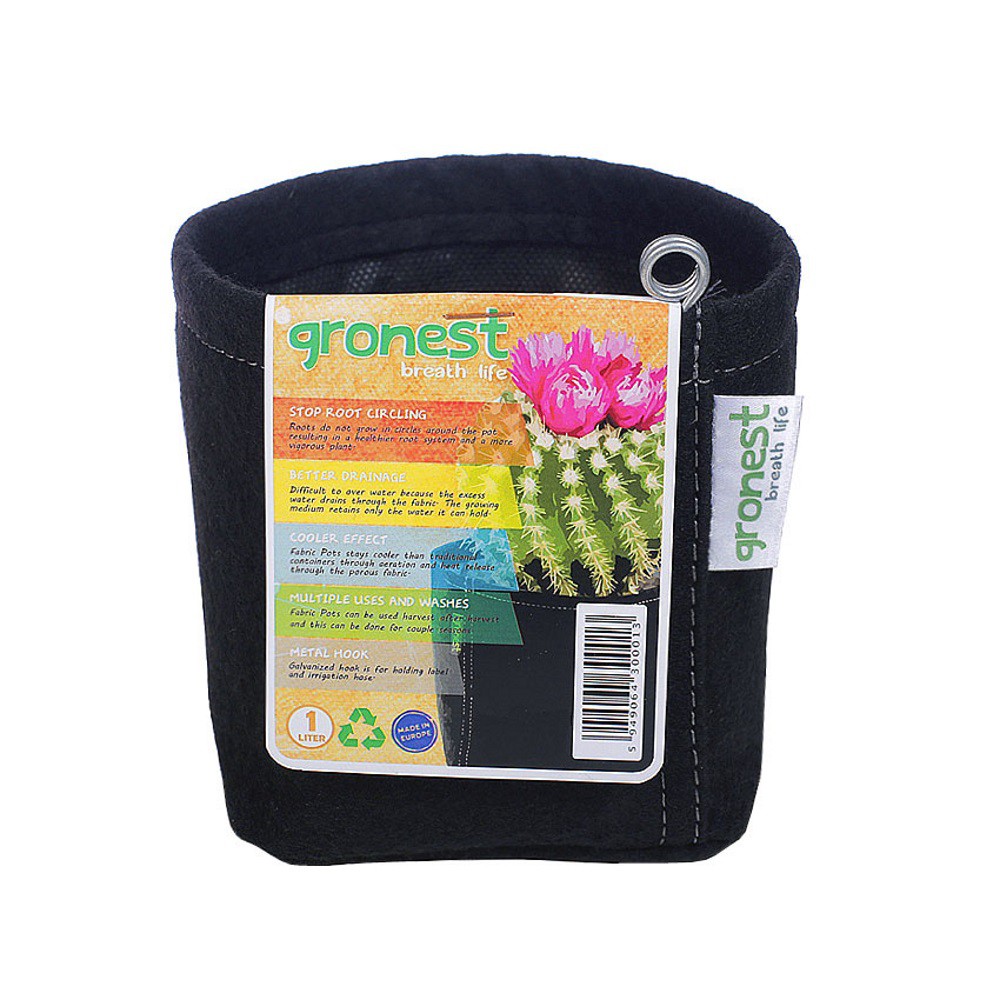 Gronest Aqua Breathe Fabric Pot 1 Liter 9 x 9 x 11 CM