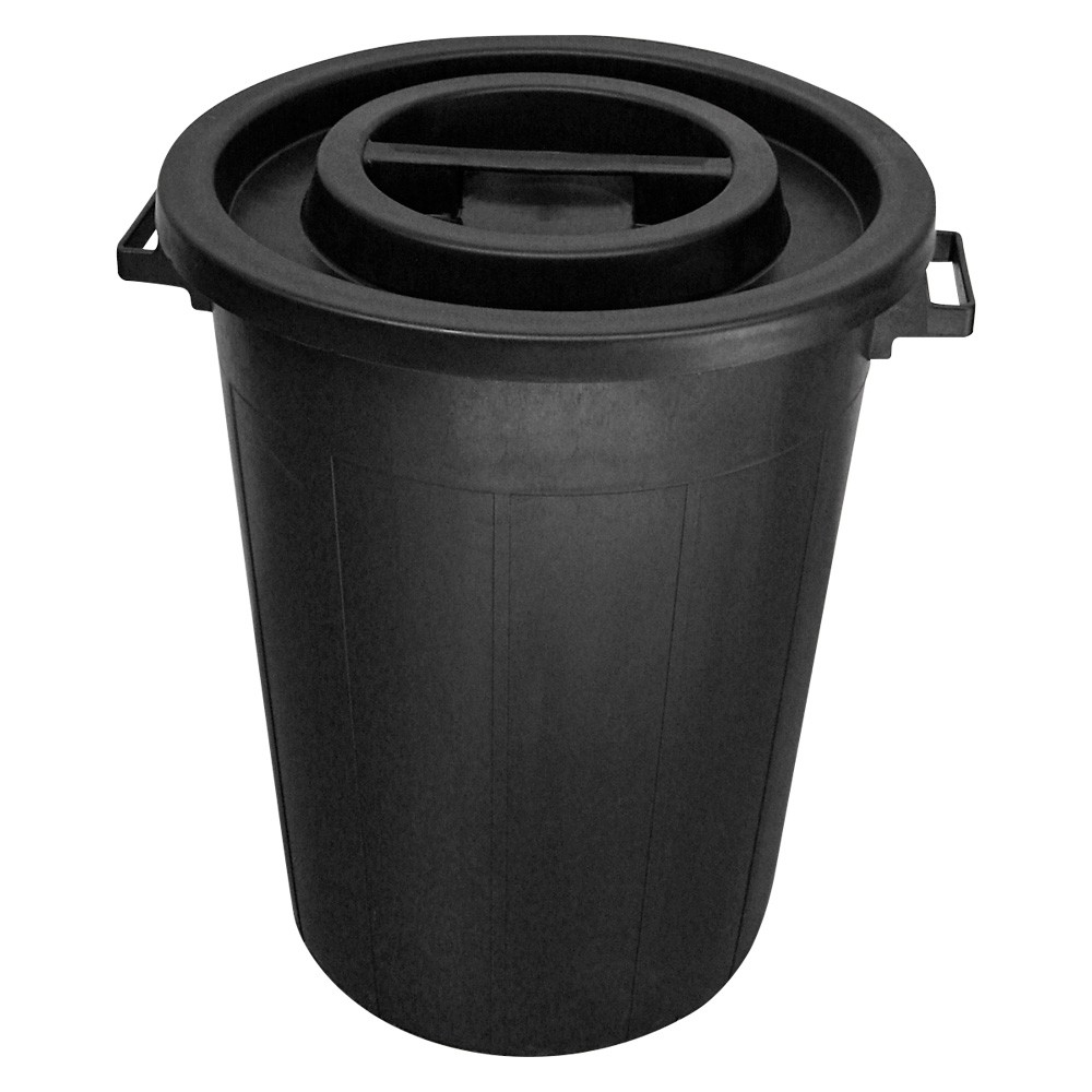 ROUND DUST BIN WITH LID 100 LITER BLACK