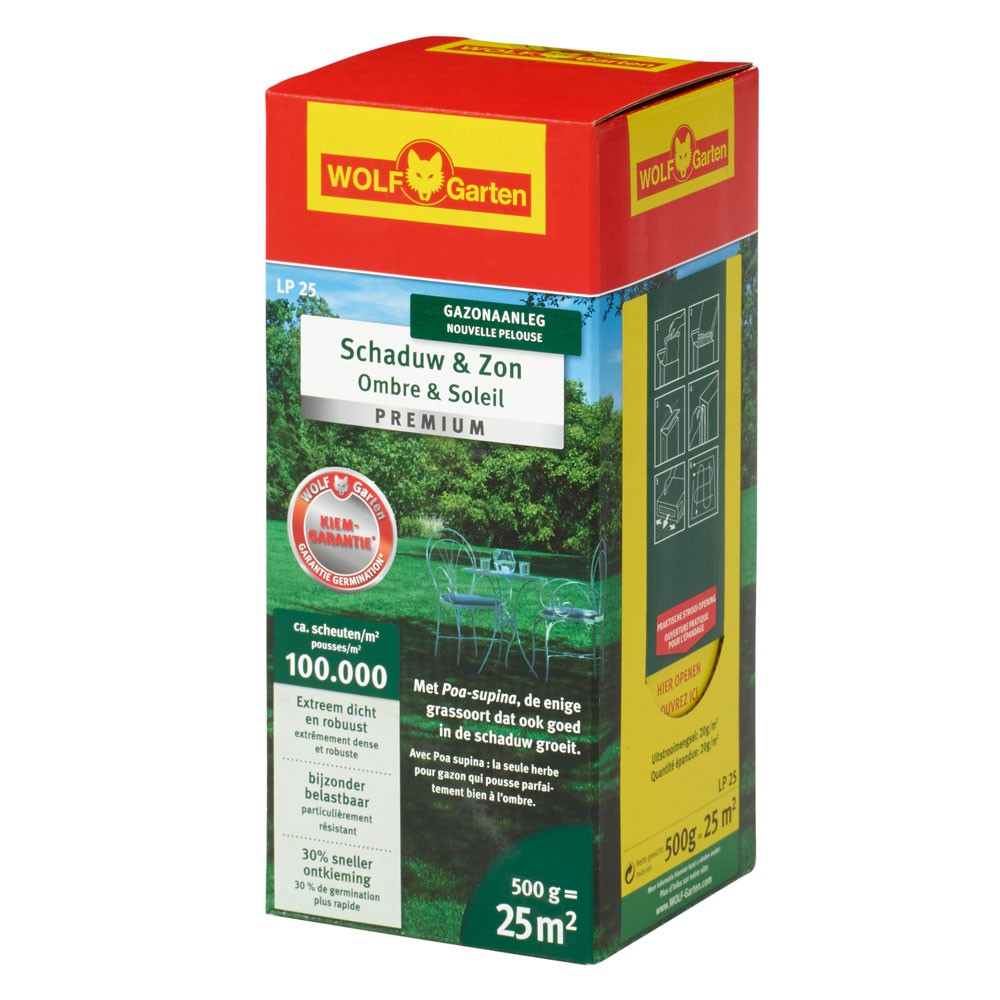 WOLF GARTEN LP25 SHADOW & SUN PREMIUM LAWN GRASS SEED 500 GRAM = 25M²